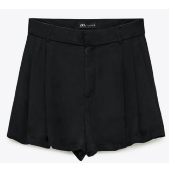 Zara | Shorts | Zara Black High Waisted Satin Shorts | Poshmark